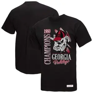 Mitchell & Ness Georgia Bulldogs Retro Brush Mineral Wash T-shirt - Black
