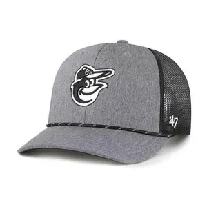 '47 Baltimore Orioles Carbon Rope Trucker Adjustable Hat - Charcoal