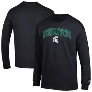 Champion Michigan State Spartans Arch Over Logo Long Sleeve T-shirt - Black