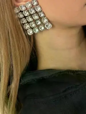 Balenciaga Crystal-embellished Rectangle Earrings