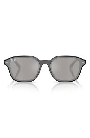 Ray-ban 65mm Mirrored Oversized Square Sunglasses - Black