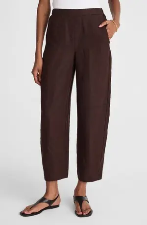 Madewell Barrel Leg Crop Linen Pants - Charred Oak
