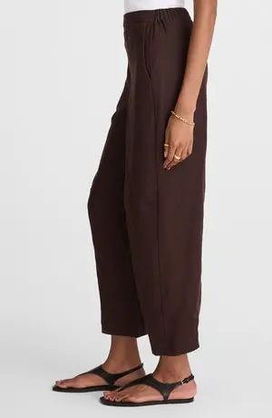 Madewell Barrel Leg Crop Linen Pants - Charred Oak
