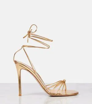 GIANVITO ROSSI 105 Metallic Leather Sandals - Gold