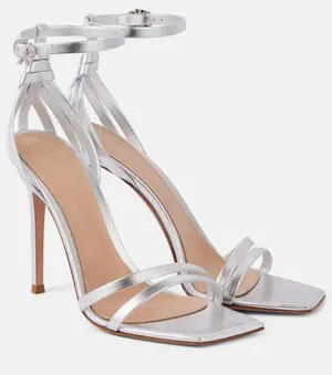 GIANVITO ROSSI Metallic Leather Sandals - Silver