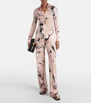 Emilio Pucci Orchidee Jersey Wide-leg Pants