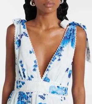 Poupette St Barth Cara Floral Cotton Minidress - Blue