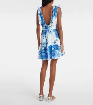 Poupette St Barth Cara Floral Cotton Mini Dress - Blue
