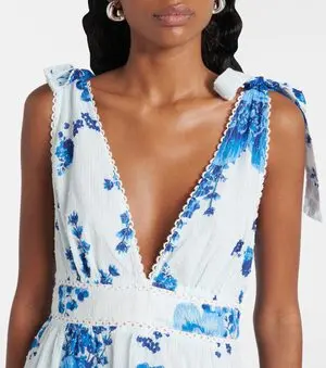 Poupette St Barth Cara Floral Cotton Mini Dress - Blue