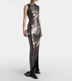Rick Owens Ruched Jersey Gown - Silver