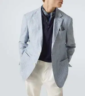 Dunhill Striped Linen-blend Blazer