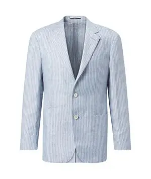 Dunhill Striped Linen-blend Blazer - Blue