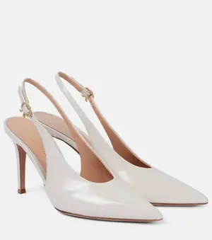 GIANVITO ROSSI Robbie 85 Patent Leather Slingback Pumps - White
