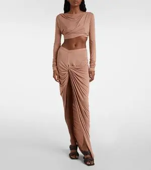 Rick Owens Asymmetric Gathered Maxi Skirt