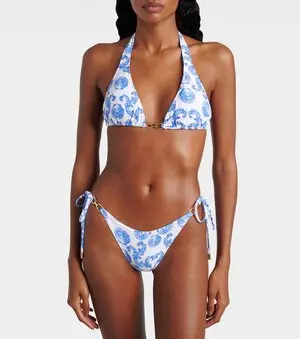 Melissa Odabash Bahamas Printed Bikini Top - Blue
