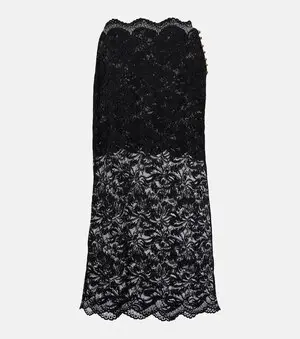Rabanne Floral Lace Midi Skirt - Black