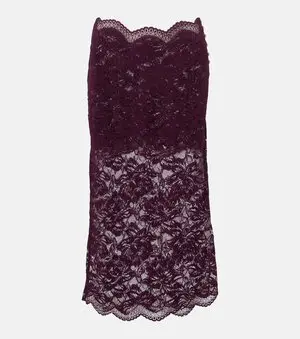 Rabanne Floral Lace Midi Skirt - Purple