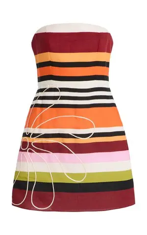 CALA DE LA CRUZ Roma Striped-linen Mini Dress - Multi