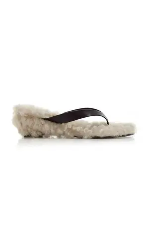 Le Monde Beryl Shearling Thong Sandals - Multi