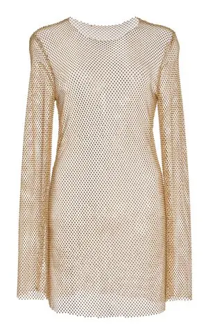 Tove Carmen Crystal-mesh Top - Neutral