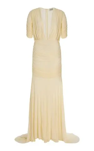 Tove Devi Gathered Jersey Gown - Yellow