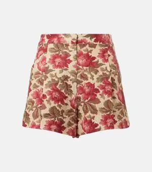 Posse Rosalie Floral Linen Shorts - Red