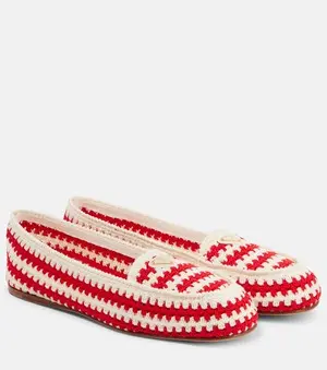 Prada Striped Crochet Ballet Flats