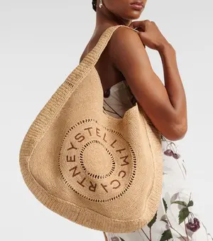 Stella McCartney Logo Embroidered Raffia Tote Bag