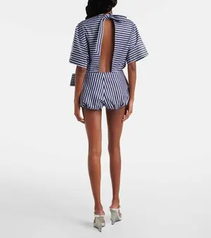 Rabanne Bow-detail Striped Cotton Shorts