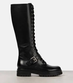 GIANVITO ROSSI Miles Leather Lace-up Knee-high Boots
