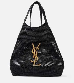 Saint Laurent Icare Maxi Crochet Raffia Shopper