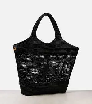 Saint Laurent Icare Maxi Crochet Raffia Shopper