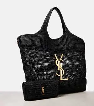 Saint Laurent Icare Maxi Crochet Raffia Shopper