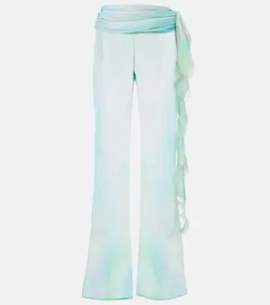 BANANHOT Shawn Ruffled Flared Pants - Green