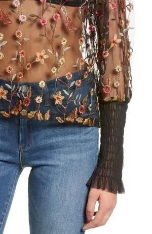 Endless Rose Embroidered Mesh Top