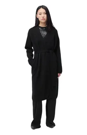 GOBI MONGOLIAN CASHMERE Long Maternity Cashmere Robe - Black