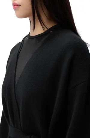 Gobi Cashmere Long Maternity Robe - Black