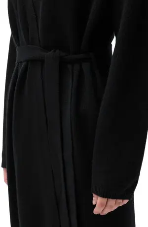 Gobi Cashmere Long Maternity Robe - Black