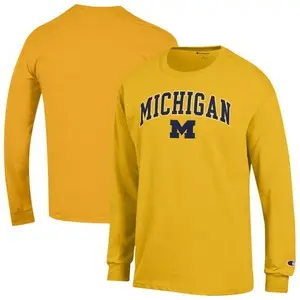 Champion Michigan Wolverines Arch Over Logo Long Sleeve T-shirt - Maize