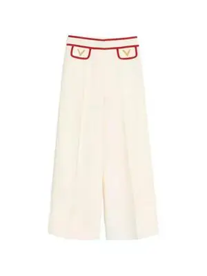 Valentino Garavani Crepe Couture Wide Leg Trousers - Neutrals