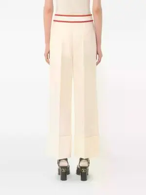 Valentino Garavani Crepe Couture Wide Leg Trousers - Neutrals