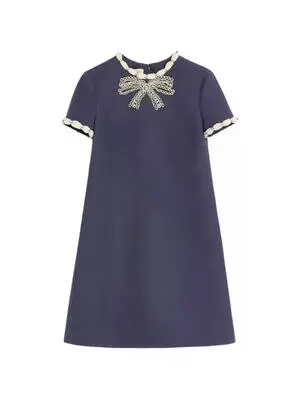 Valentino Garavani Embroidered Crepe Couture Short Dress - Blue