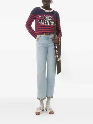 Valentino Garavani Striped Sweater With Lace Trim