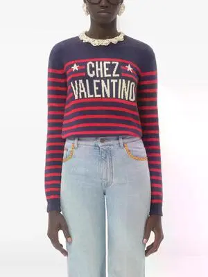 Valentino Garavani Striped Sweater With Lace Trim