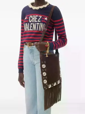 Valentino Garavani Striped Sweater With Lace Trim