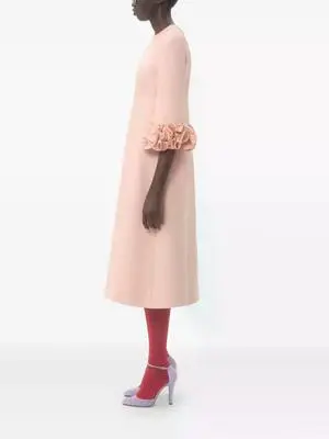 Valentino Garavani Crepe Couture Midi Dress With Ruffled Georgette Sleeves - Pink