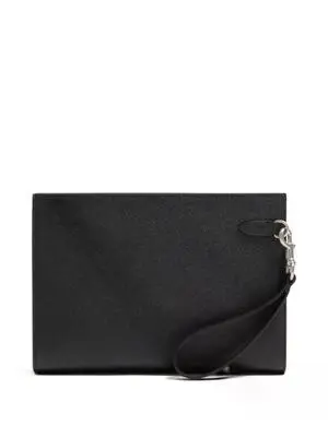 Valentino Garavani Vlogo Signature Grainy Calfskin Pouch - Black