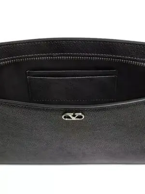 Valentino Garavani Vlogo Signature Grainy Calfskin Pouch - Black