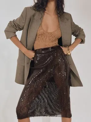 REISS Laser-cut Pencil Skirt