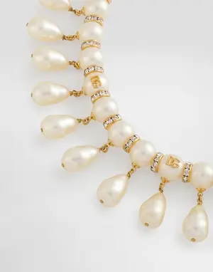 Dolce & Gabbana Choker With Spheres, Teardrop Details, And Dg Logo